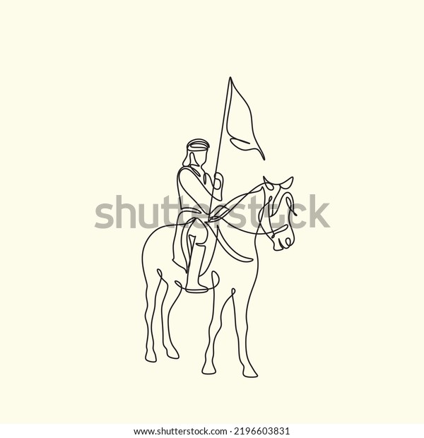 Arab Man Araian Horses Vector Line Stock Vector (Royalty Free ...