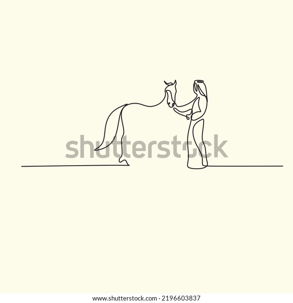 Arab Man Araian Horses Vector Line Stock Vector (Royalty Free ...