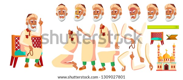 Arab Muslim Old Man Vector Senior Stock Vector (Royalty Free ...