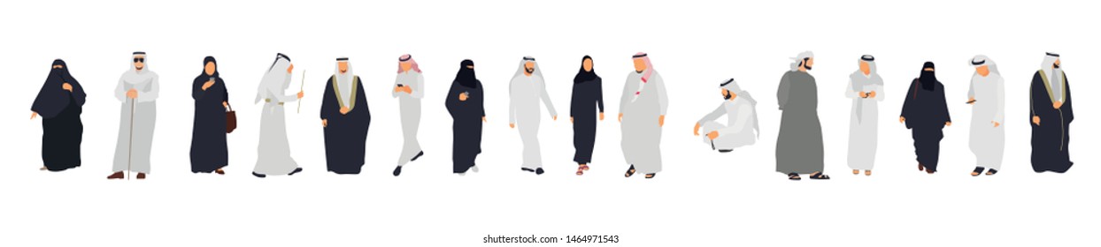 Arab People Isolated Characters Flat Illustration Stock Vector (Royalty ...