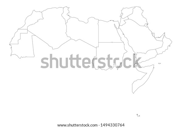 Arab World States Political Map 22 Stock Vector Royalty Free 1494330764