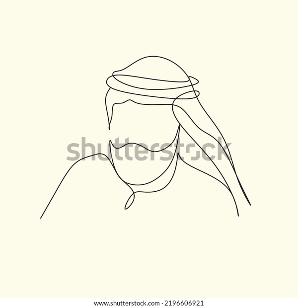 Arabian Man Line Art Vector Stock Vector (Royalty Free) 2196606921 ...