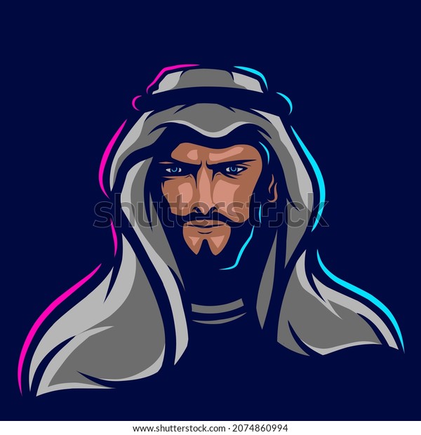 Arabian Man Logo Vector Line Neon Stock Vector (Royalty Free ...