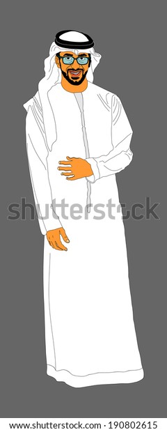 Arabian Man Standing Vector Isolated On Stock Vector (Royalty Free ...