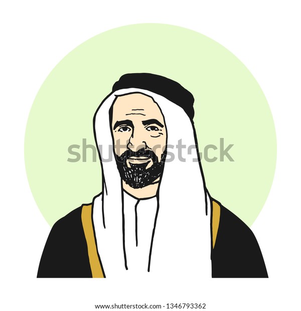 Arabian Old Man Scarf Beard Sheikh Stock Vector (Royalty Free ...