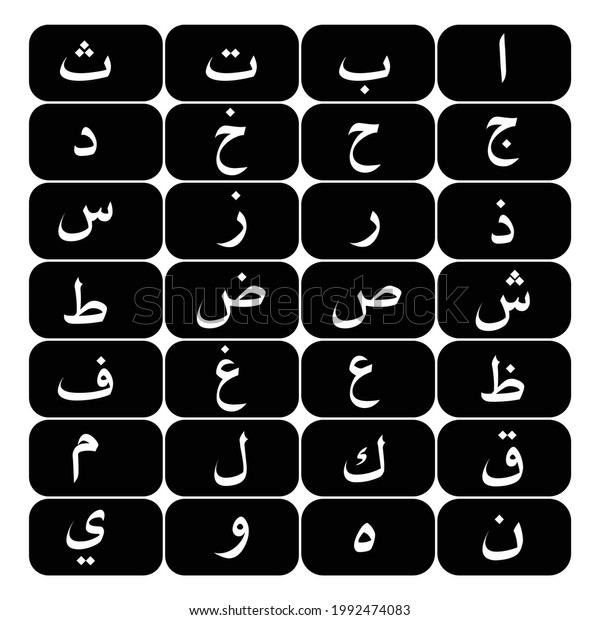 Arabic Alphabet Arabic Abjad: เวกเตอร์สต็อก (ปลอดค่าลิขสิทธิ์ ...