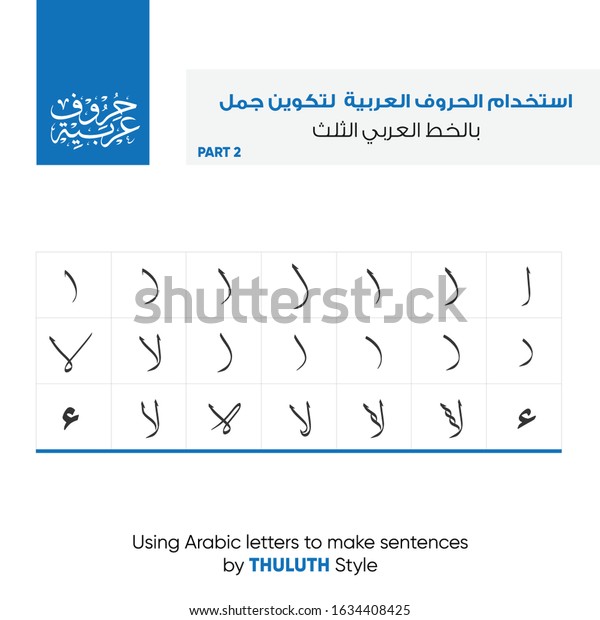 Arabic Alphabet Letters Thuluth Style Translation Stock Vector (Royalty ...