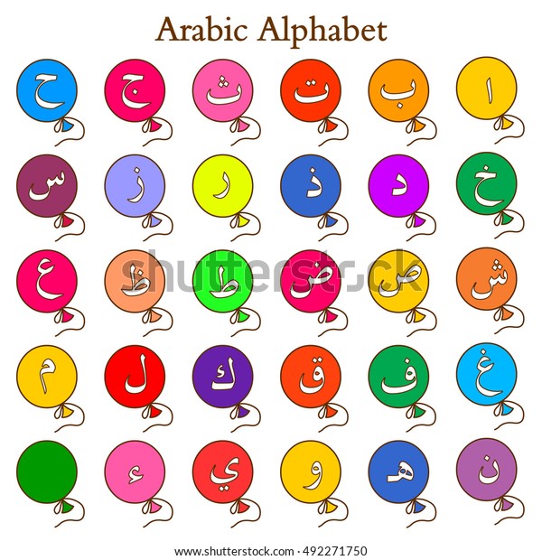 Arabisches Alphabet Auf Ballons Bunt Kinder Stock-Vektorgrafik ...