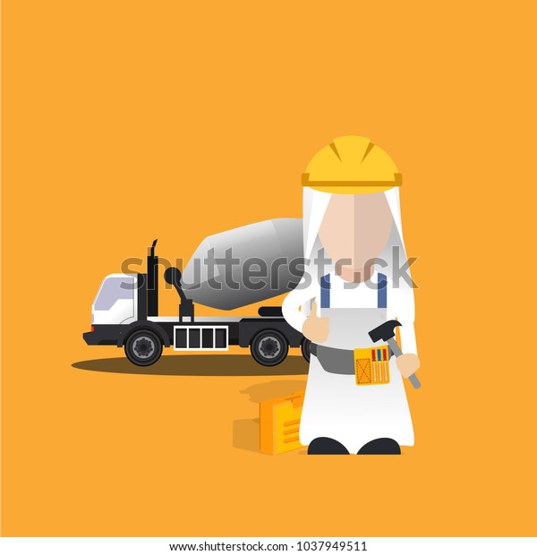 Arabic Engineer On Field Stock Vector (Royalty Free) 1037949511 ...