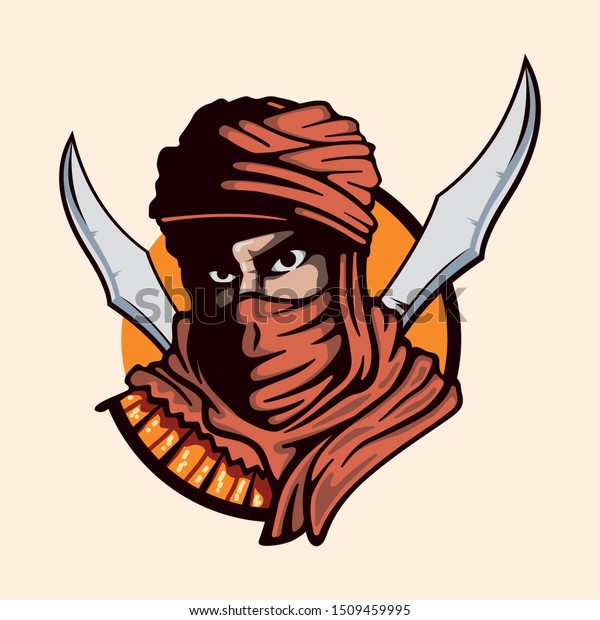 Arabic Man Warrior Mascot Sabers : image vectorielle de stock (libre de ...