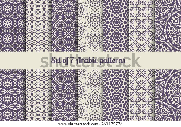 Arabic Patterns Set Backgrounds Textures Stok Vektör (Telifsiz ...