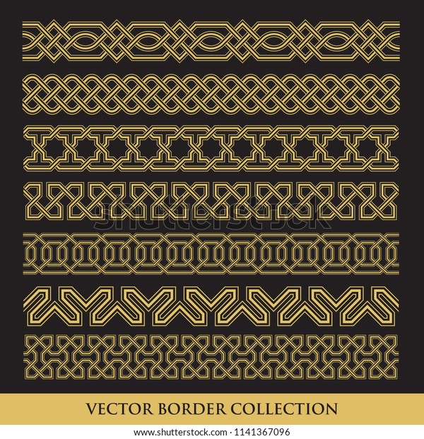 Arabic Seamless Geometric Golden Border Black Stock Vector (Royalty ...