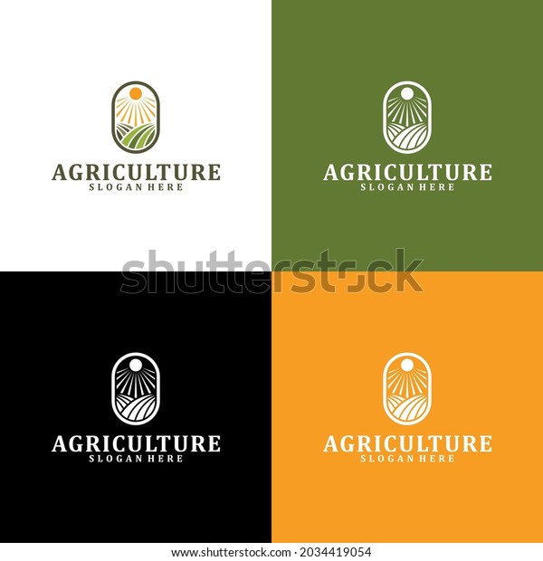 Arable Land Plantation Area Logo On Stock Vector (Royalty Free) 2034419054