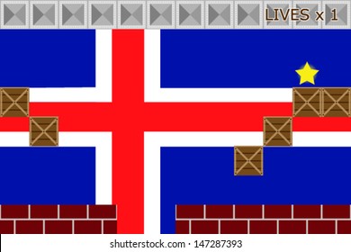 Arcade Game World Flag Iceland Background Stock Vector (Royalty Free ...