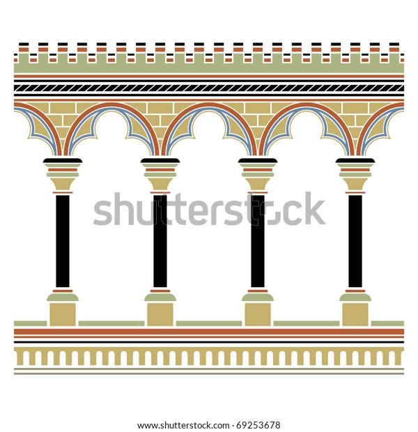 Arcade Seamless Drawn Medieval Style Stock Vector (Royalty Free ...