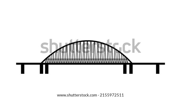 Arch Bridge Silhouette Transport Road Construction เวกเตอร์สต็อก ปลอด
