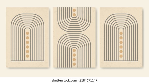 Arch Circles Poster Set Boho Minimalistic Stock Vector (Royalty Free ...
