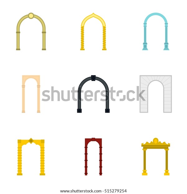 Arch Icons Set Flat Illustration 9 Stock Vector (Royalty Free ...