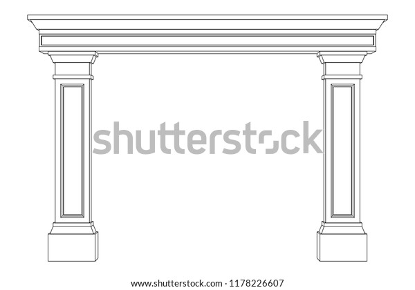 Arch Pilasters Vector Outline Illustration Front Stock Vector (Royalty ...