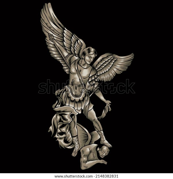 Archangel Michael Vector Illustration Detailed Style Stock Vector ...
