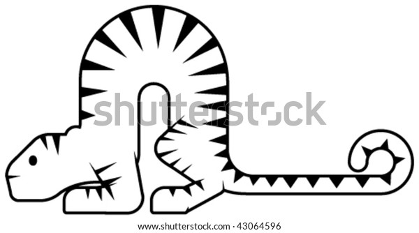 Arched Stylized Tiger Vector Illustration Horizontal: vector de stock ...
