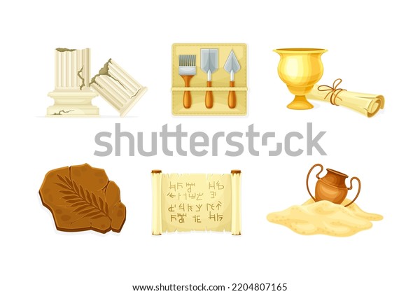 Archeology Tools Ancient Artifact Papyrus Scroll Stock Vector (Royalty ...