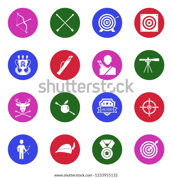 Archery Icons White Flat Design Circle Stock Vector (Royalty Free ...