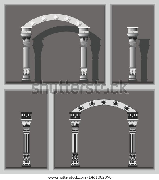 Arches Columns Various Designs On Gray Stock Vector (Royalty Free ...
