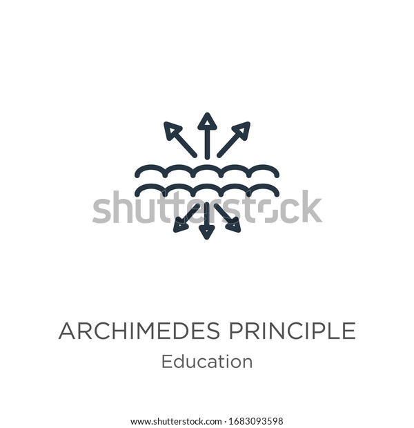 Archimedes Principle Icon Thin Linear Archimedes Stock Vector (Royalty ...