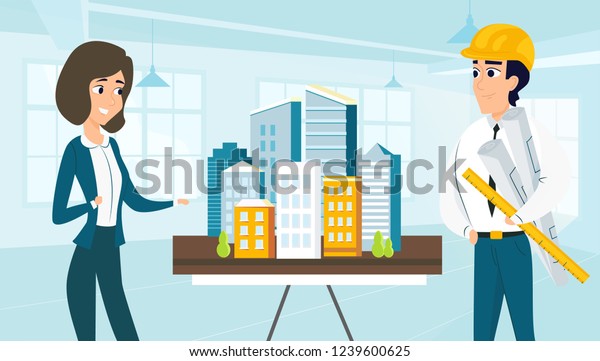 Architect Customer Look Layout City Vector Stock Vector (Royalty Free ...