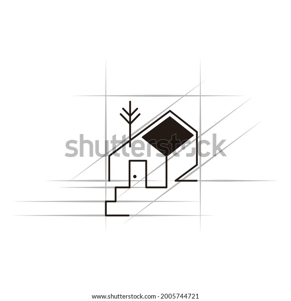 Architect Sketch Simple House Symbol Logo Stock Vector (Royalty Free ...