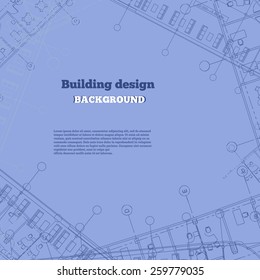 Architectural Background Blue Building Plan Silhouette Stock Vector ...