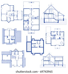 Set Different Modern Noble Designer Houses Stock Vector (Royalty Free ...