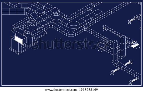 Architectural Bim Ducts Design 3d Illustration Stock Vector (Royalty ...