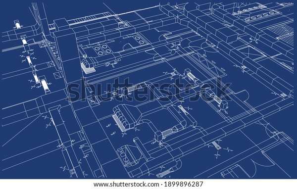 Architectural Bim Ventilation Design 3d Illustration Stock Vector ...