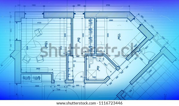 Architectural Blueprint Architectural Plan Modern Residential Stock ...
