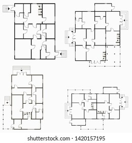 Architectural Blueprint Top View Background Vectorfloor Stock Vector ...