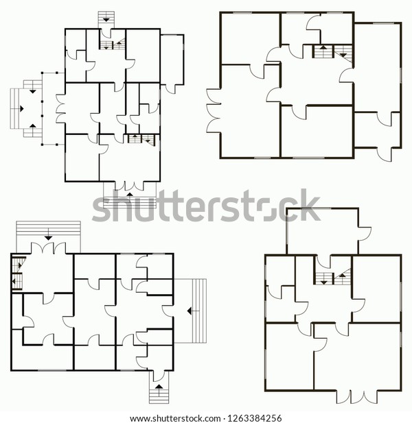 Architectural Blueprint Top View Background Stock Vector (Royalty Free ...