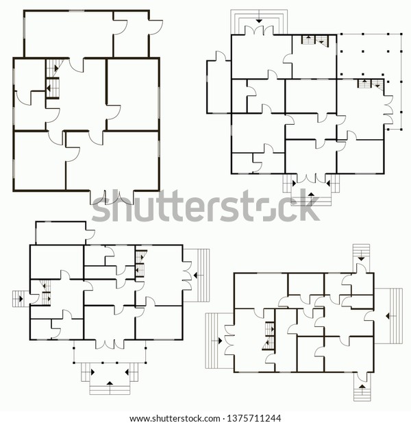 Architectural Blueprint Top View Background Vector Stock Vector ...