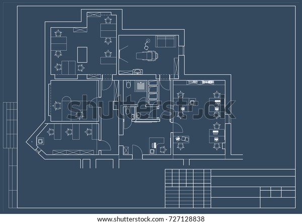 Architectural Design Office Floor Plan Blueprint Stock Vector (Royalty ...