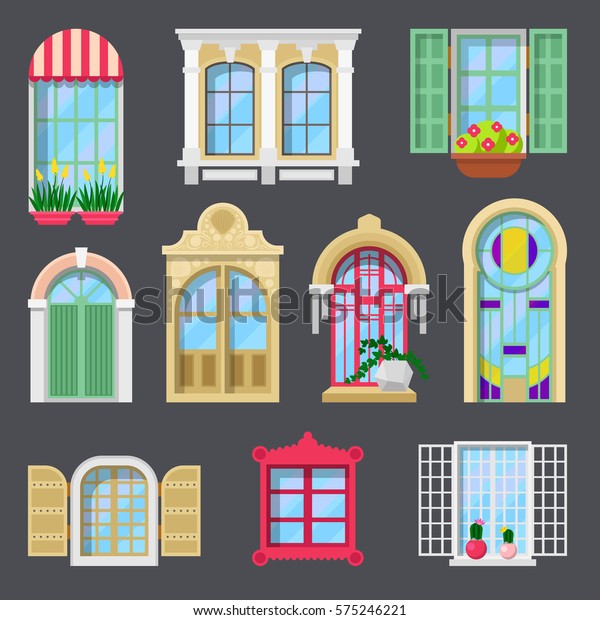 Architectural Detailed House Window Set Vector Stock Vector (Royalty ...