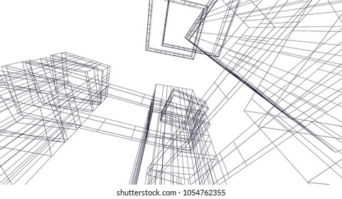 Architectural Drawing 3d Stock Vector (Royalty Free) 1054762355 ...