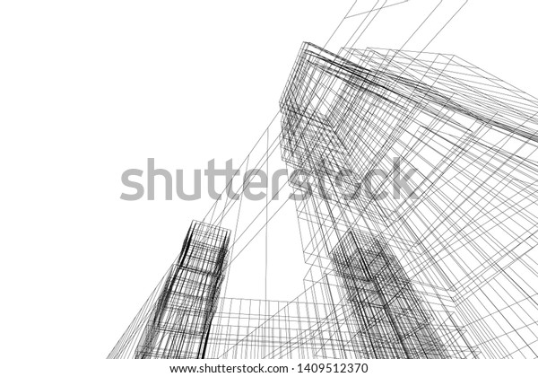 Architectural Drawing 3d Concept Building Stock Vector (Royalty Free ...