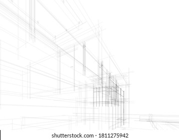 Architectural Drawing 3d Model Vector Illustration Stock Vector ...