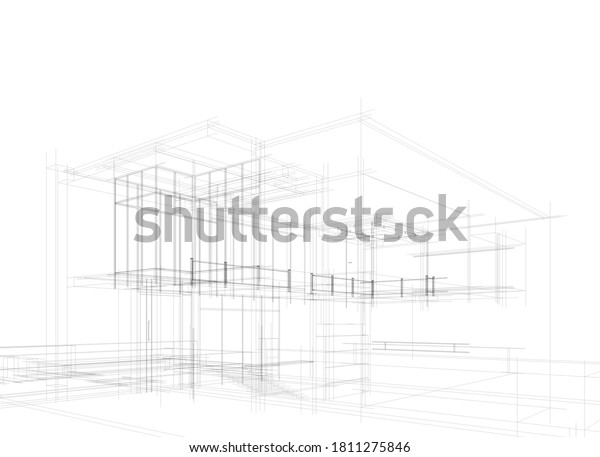 Architectural Drawing 3d Model Vector Illustration Stock Vector ...