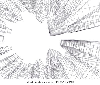 Architectural Drawing Geometric Background Stock Vector (Royalty Free ...