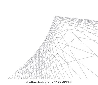 Architecture Building Linear Vector 3d Illustration Stock Vector ...