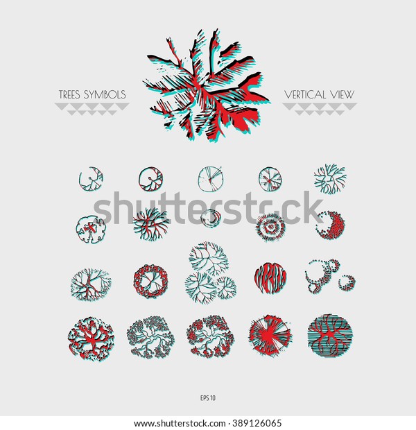 Architectural Drawing Trees Line Symbols Top Stock Vector (Royalty Free ...