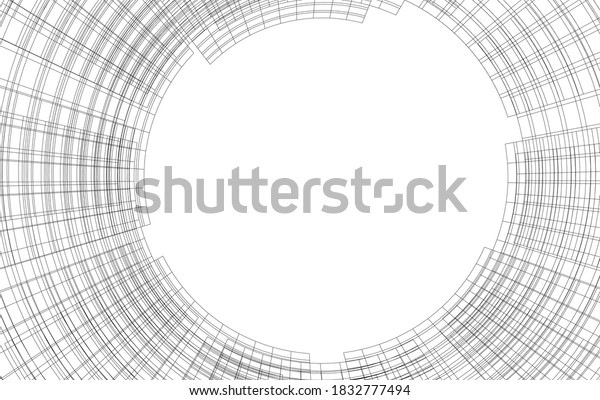 Architectural Drawings Linear 3d Illustration Stock Vector (Royalty ...