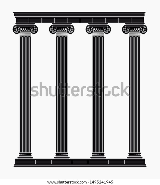 Architectural Element Black Linear Silhouette Colonnade Stock Vector ...